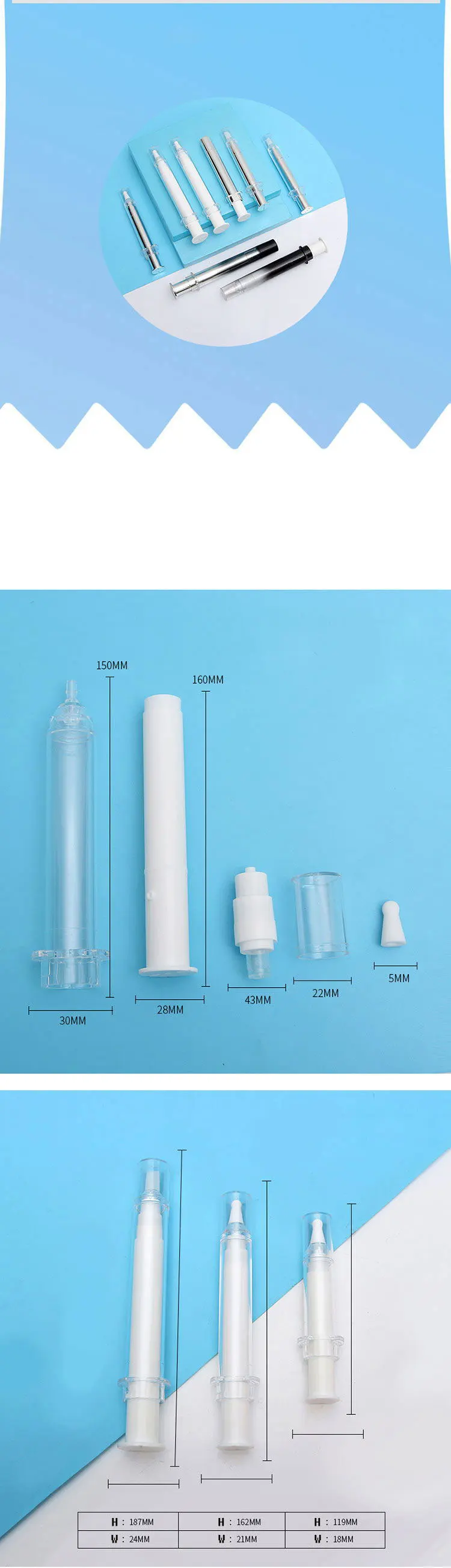 5ml 10ml 20ml Serum Syringe Eye Cream Airless Bottle