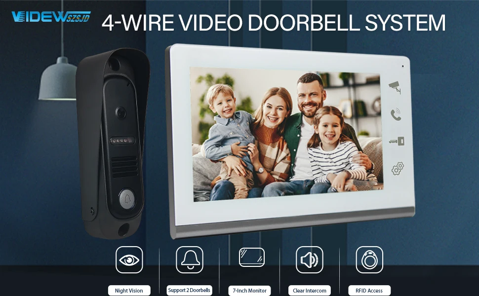 VIDEW 4 Wired Video Intercom System with RFID Unlock