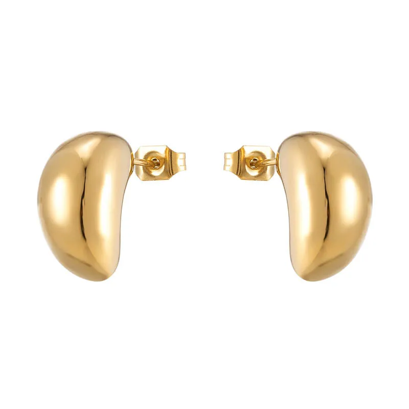 Wholesale Jewelry 18k Gold Plated Comma Curved Stud Earrings Vintage No ...