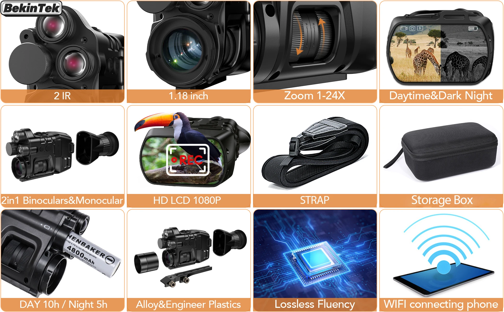 Wifi Full Dark Goggles Rechargeable Binoculars Ir Telescope Optics ...