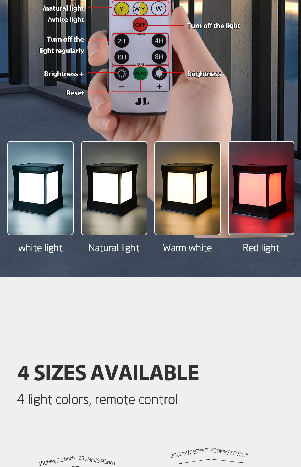 Modern Led Solar Powered Pillar Light Gate Post Outdoor Garden Fence ...