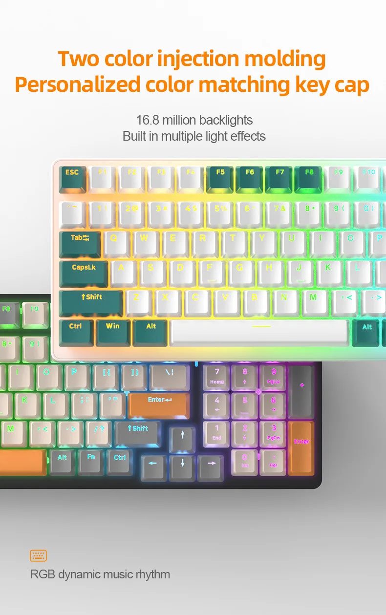 K6 Wireless Mechanical Gaming Keyboard - 100 Keys, RGB Backlit, BT 5.0 ...
