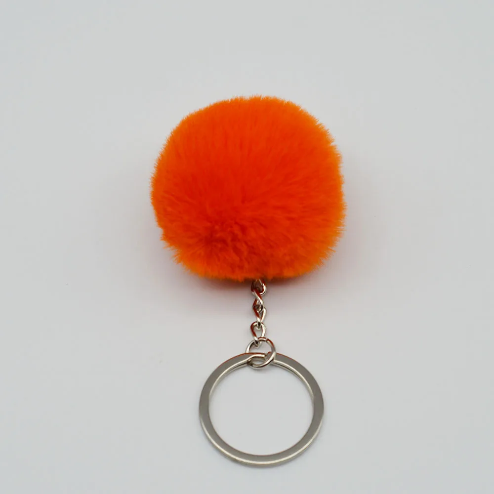 5cm Diy Silver Cute Puffy Plush Fluffy Fur Balls Pompom Pom Keychain ...