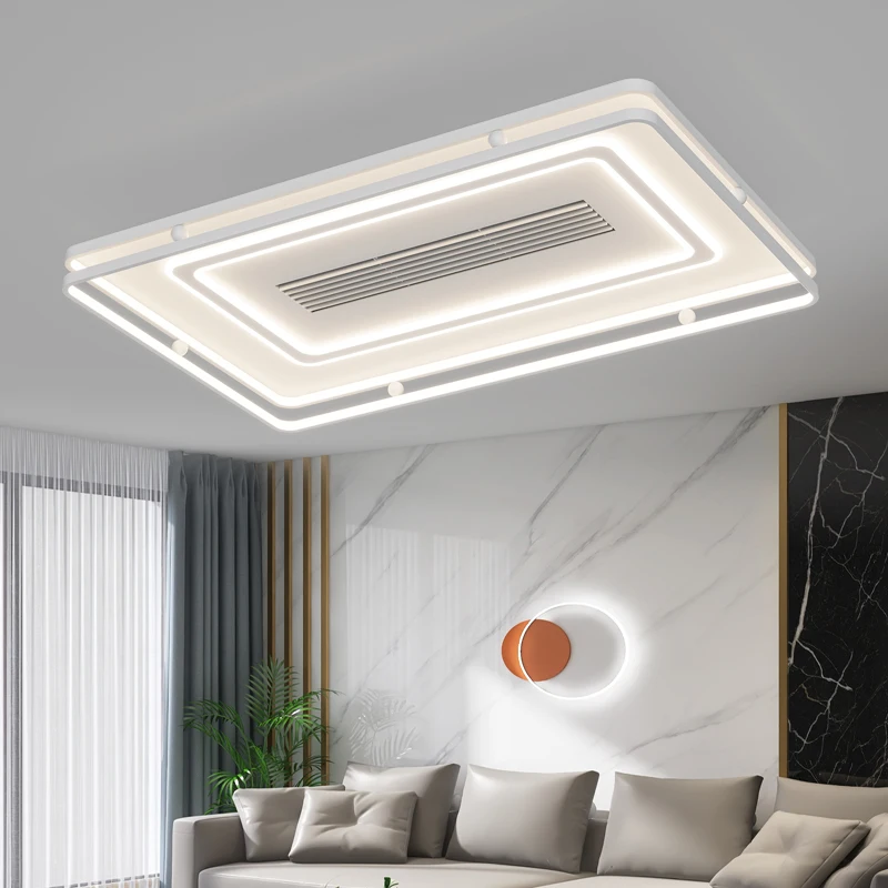 Living room bedroom bladeless ceiling fan iron lamp body copper core ...