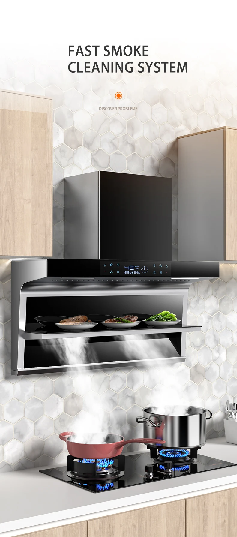 Home Appliance Large Suction 7-Shaped Double Suction Range Hood ...