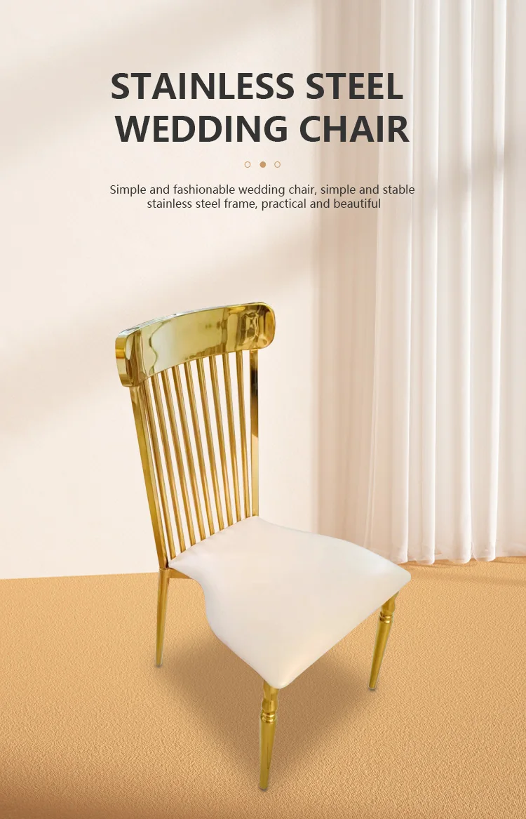 Luxury Stackable Wedding Chair - Gold Stainless Steel Frame