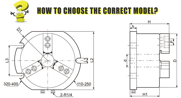 Multiple Sizes Lathe Chuck 3 Jaw Vertical Through-hole Dynamic Chuck ...