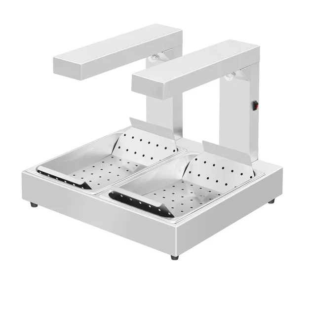 Double Head Desktop French Fries Workstation Display Holding Cabinet ...