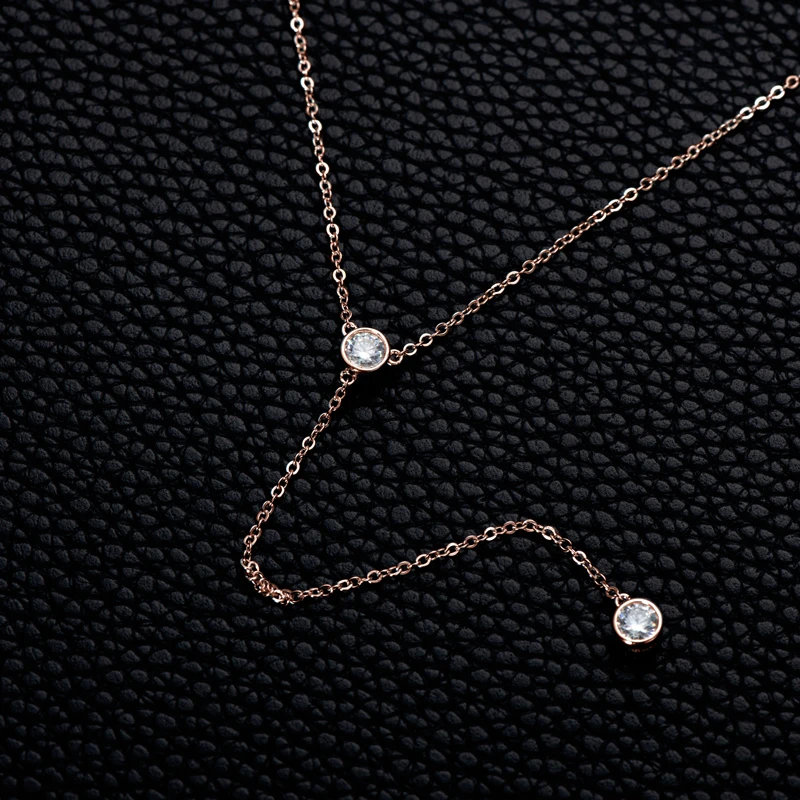 925 Sterling Silver Y-Shaped Necklaces with Moissanite
