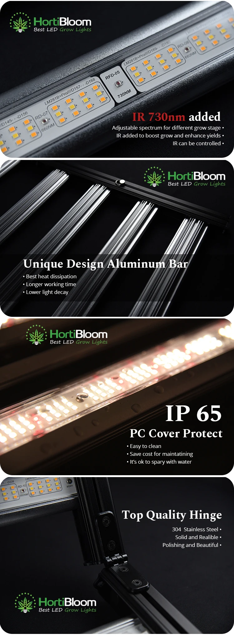 Hortibloom Mega Eco 500w High Ppfd Foldable Full Spectrum Led Grow ...