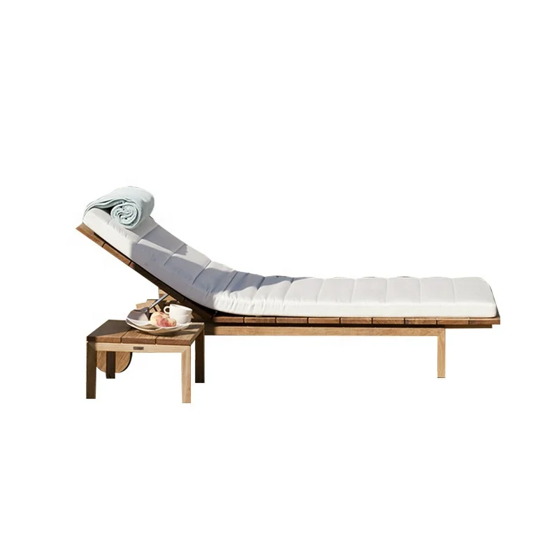 Luxury Teak Wood Outdoor Sunbed with Retractable Canopy Portable ...