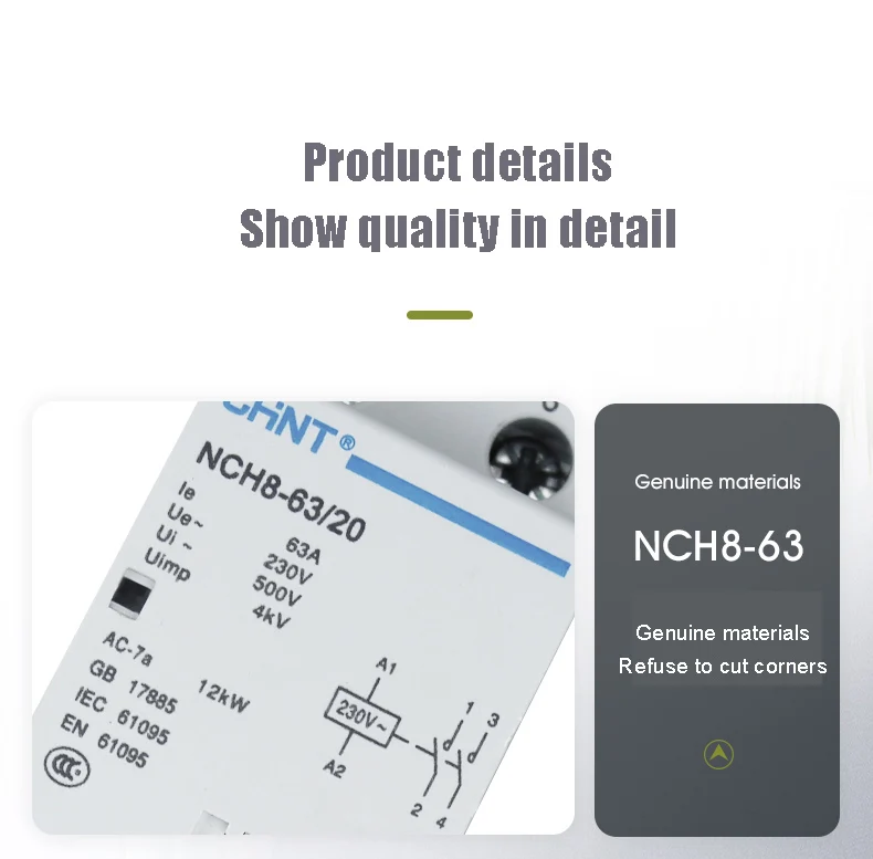 WHOLESALE Chint Small Household AC Contactor NCH8 Single-phase 220V Rail Type Normally Clos ...