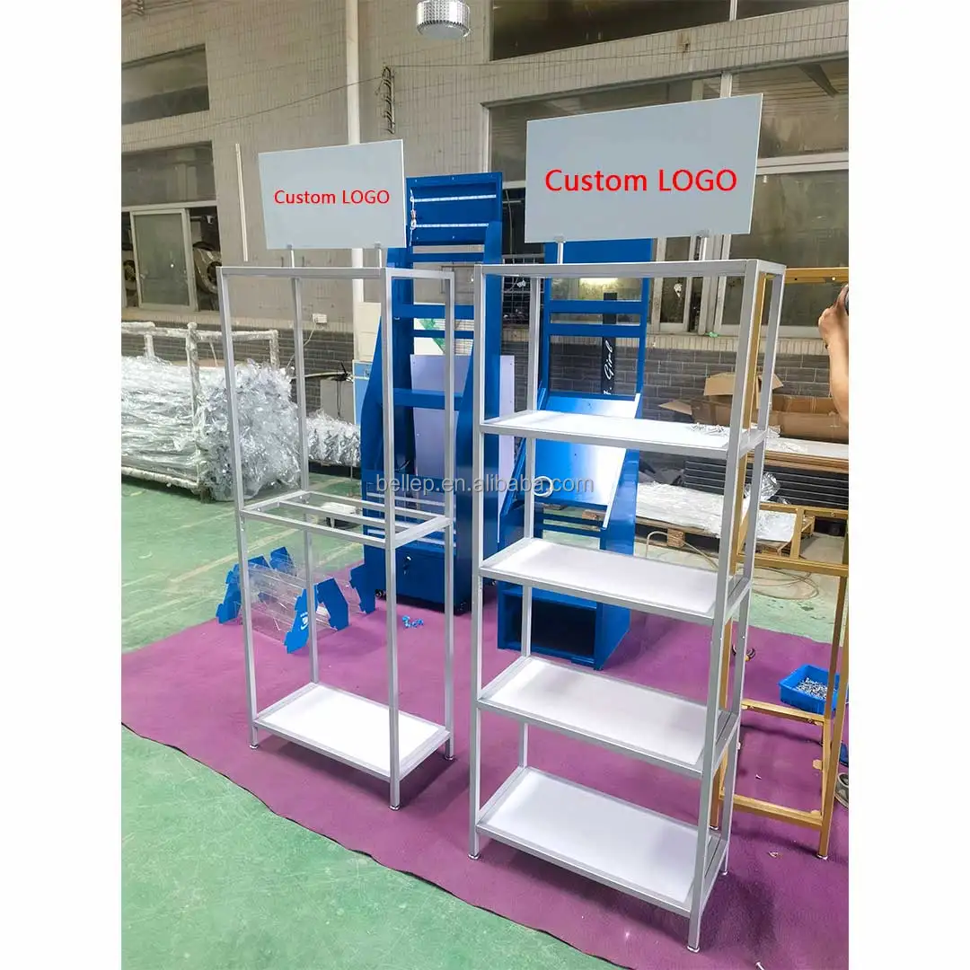 Custom LOGO Salon Gold Metal Human Hair Rack Display Stand