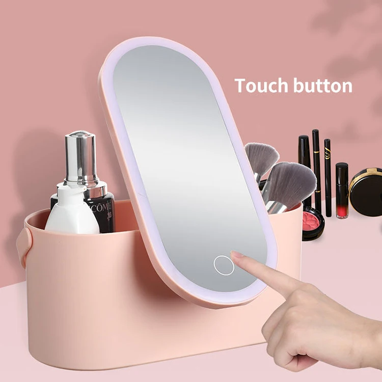 Cosmetics Box with LED Lighted Mirror for Travel & Makeup