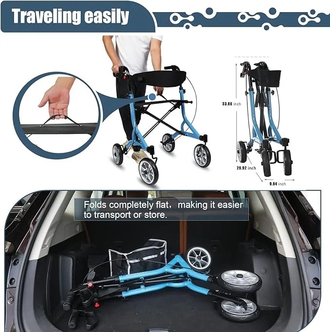 Elderly Care Product Magnesium Rollator Walker With Seat Mobility Aid ...
