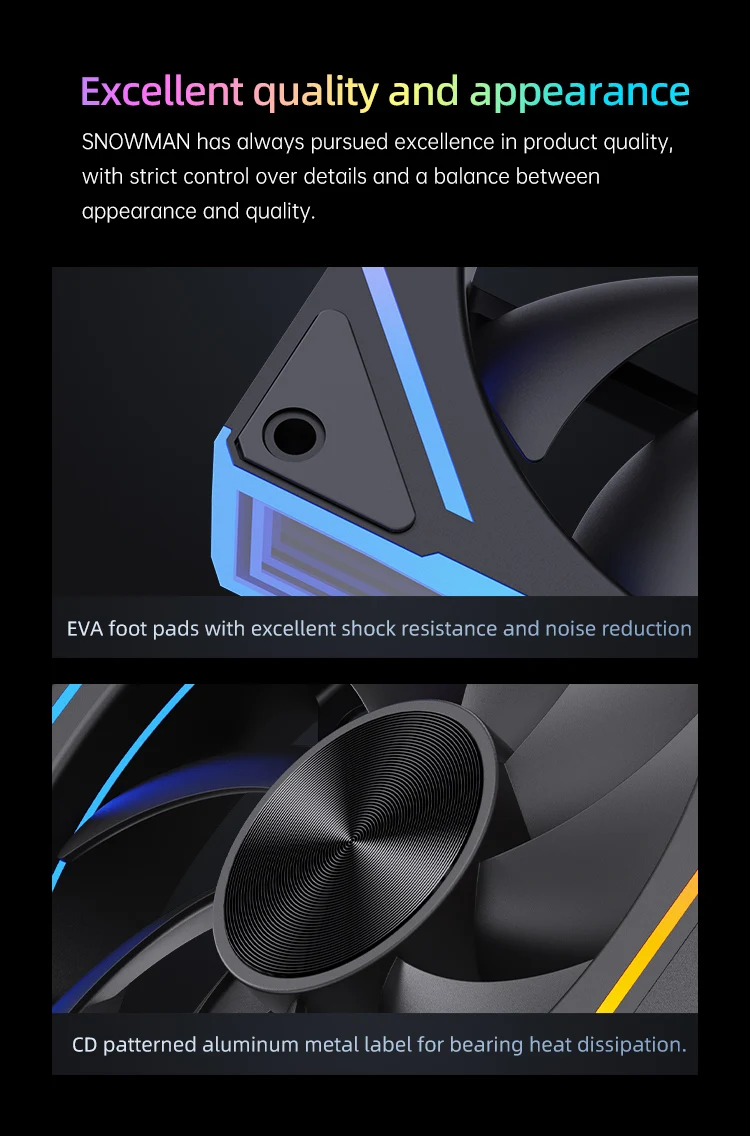 SNOWMAN 120mm ARGB Reverse Blade Fan PWM Addressable RGB for PC Gaming ...