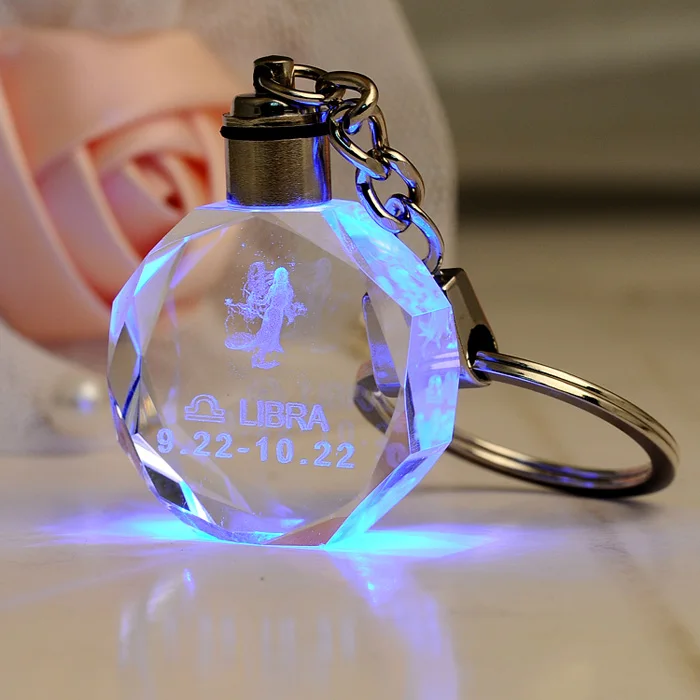12 Constellation 3D Laser Crystal Key Ring - MH-YS0363