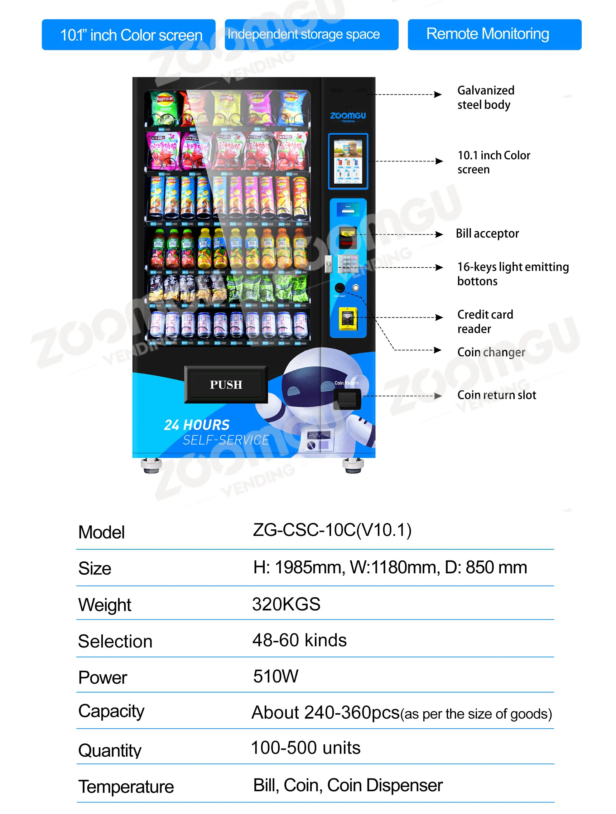 Zoomgu Beverage/combo Vending Machine For Drinks/snacks/pringles ...