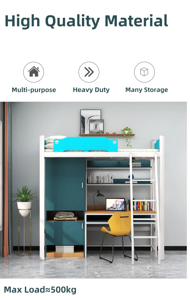 Bedroom Furniture School Student Loft Bunk Bed with Desk Adult king ...