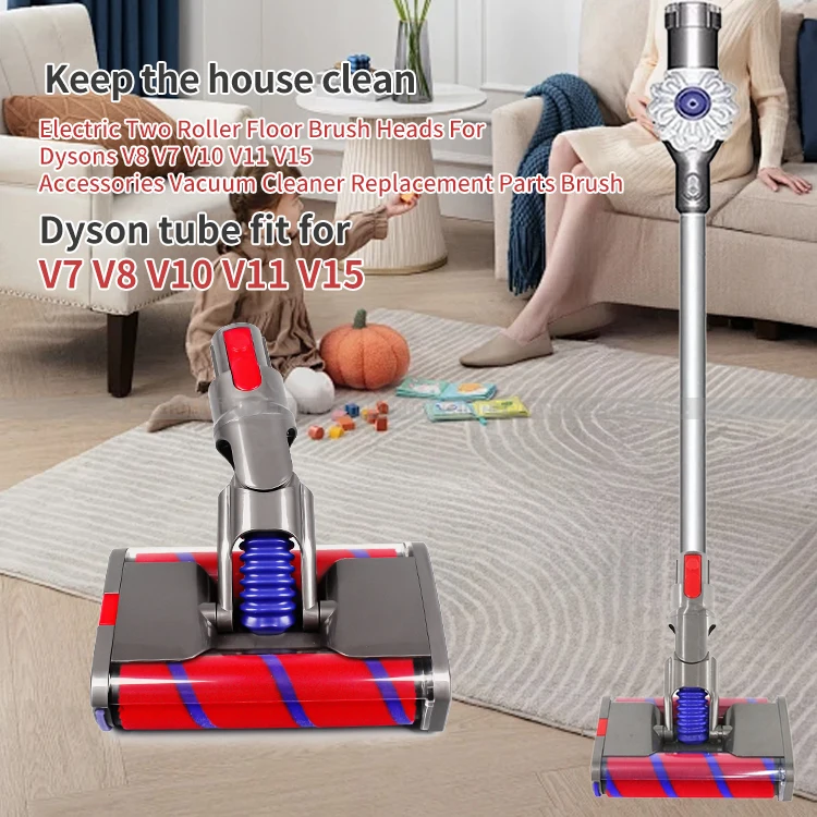 Carpet Hard Floor Electric Double Soft Roller Vacuum Cleaner Head Brush ...