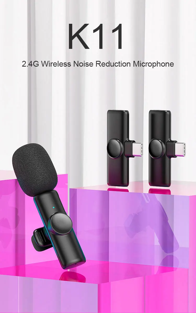 2 In 1 Lapel Collar Clip Mic Mini Microfono Inalambrico Para Celular ...