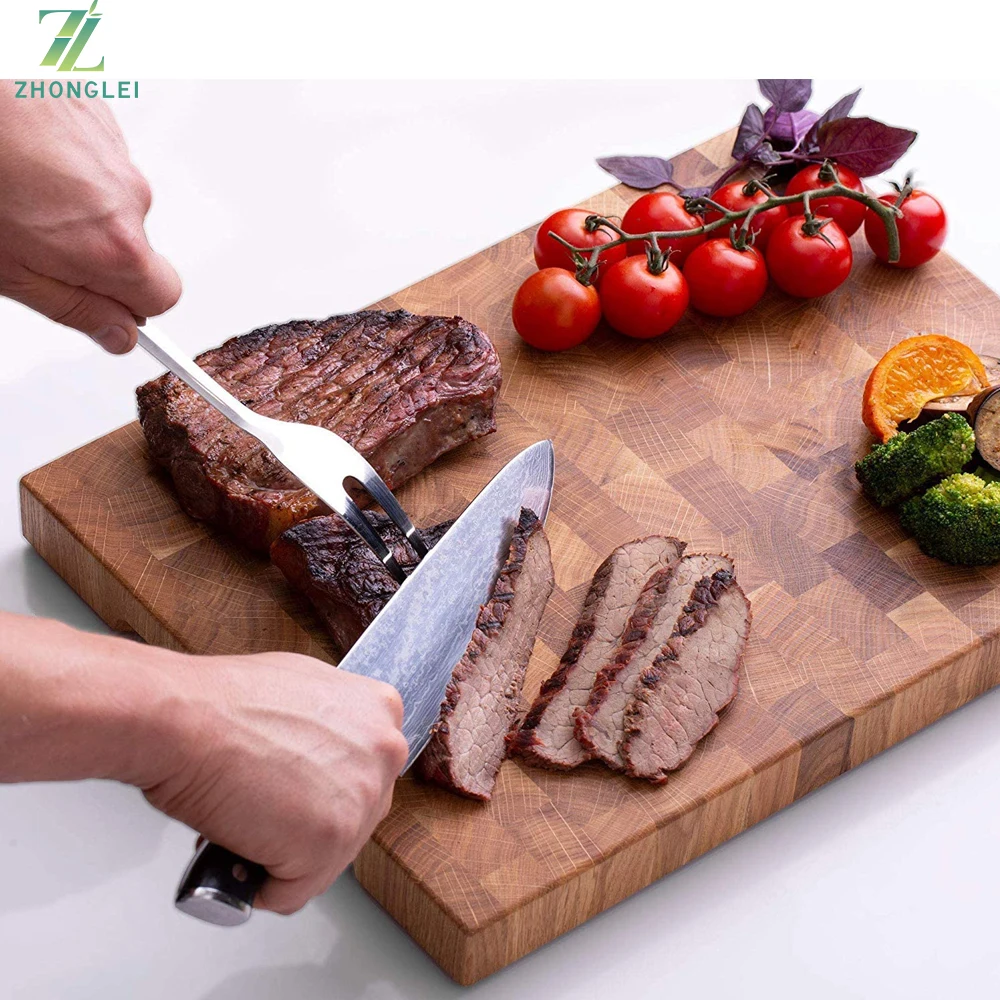 Kitchen Butcher Block Oak Cutting Board Non Slip Cutting Board With ...