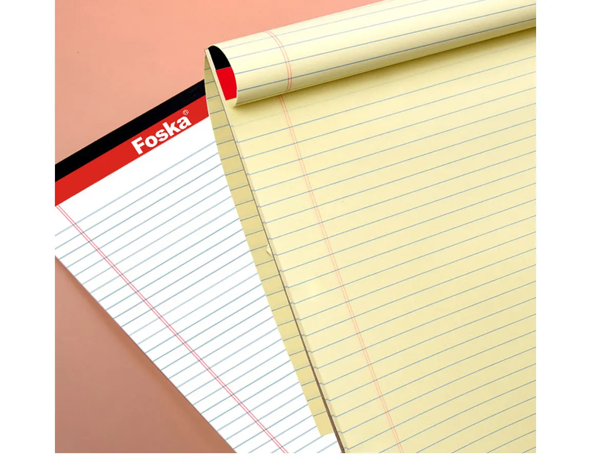 Foska School Office A4 Legal Wide Ruled Notepad Legal Pad Canary 50 ...