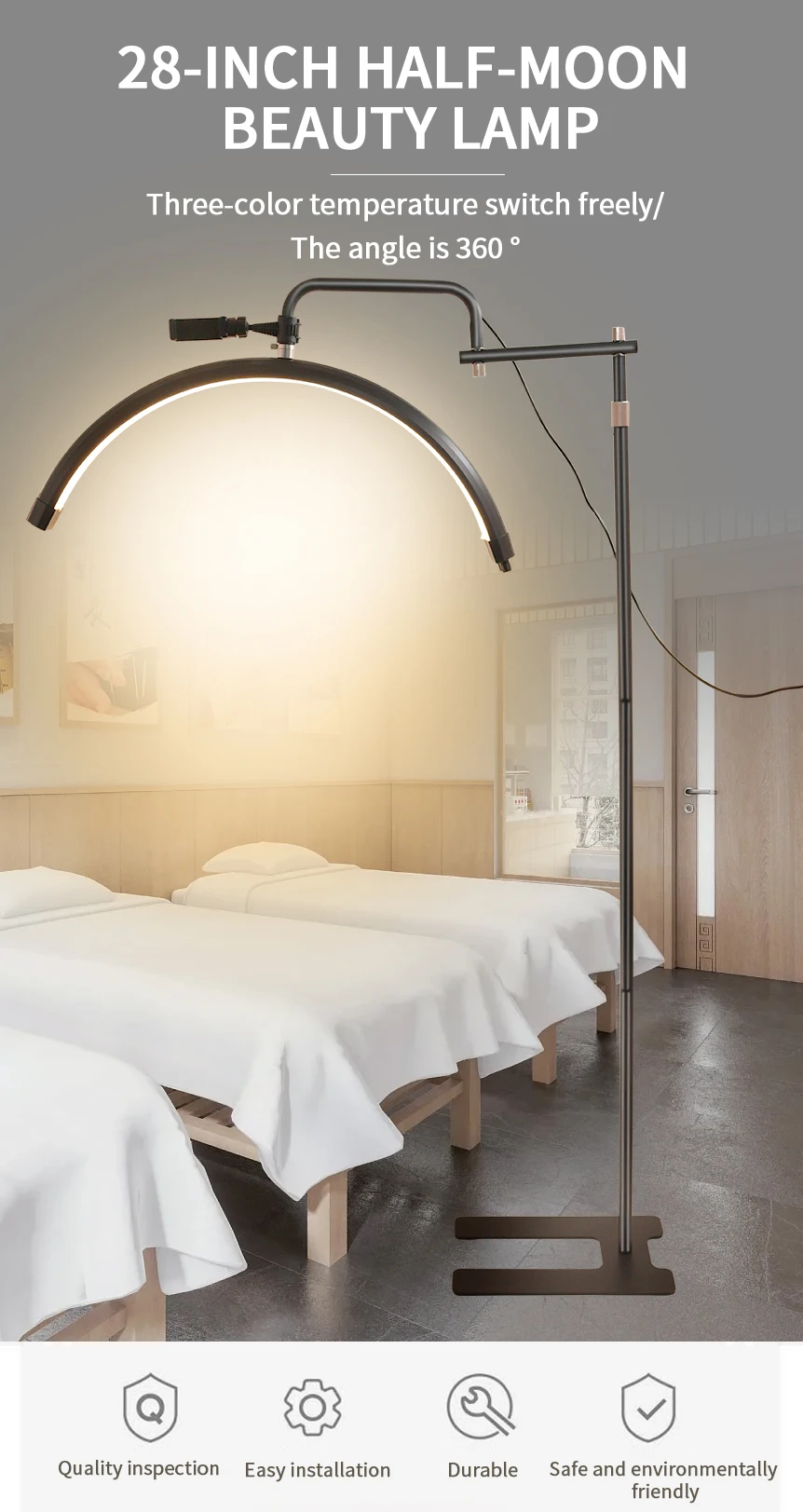 28 Inch 50W Moon Light Lamp for Lashes - Arc Shape Floor Lamp