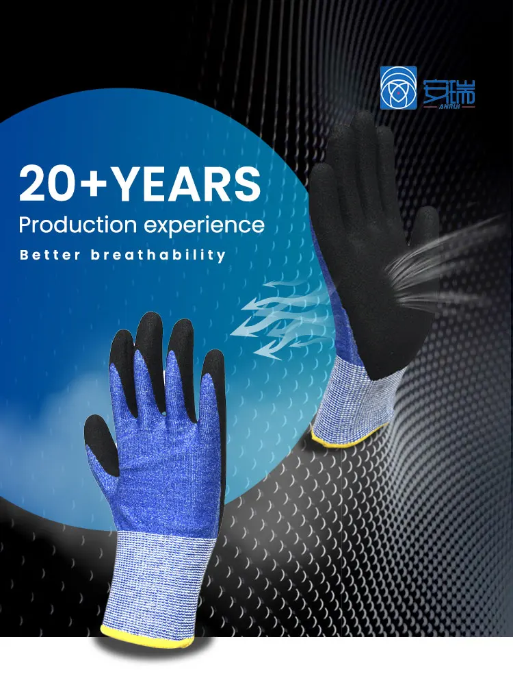 13 Gauge Nylon Polyester Hand Protection Gloves Nitrile Double Coated ...