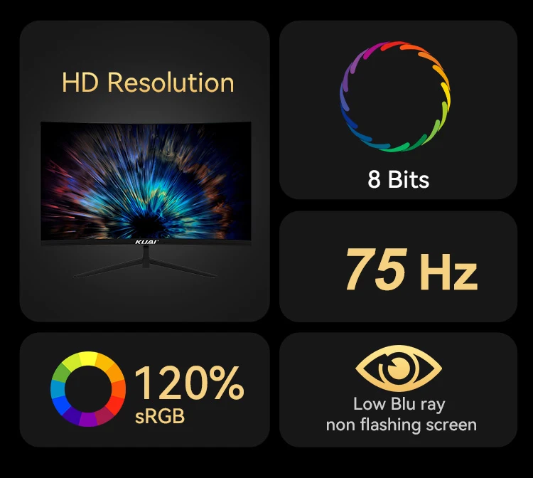 High Quality 65-144hz 1ms Response Time Curved Pc Monitor 27inch Gaming ...