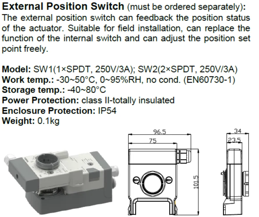 Electric Actuator Damper Actuator 24V 110/220V 5nm for HVAC