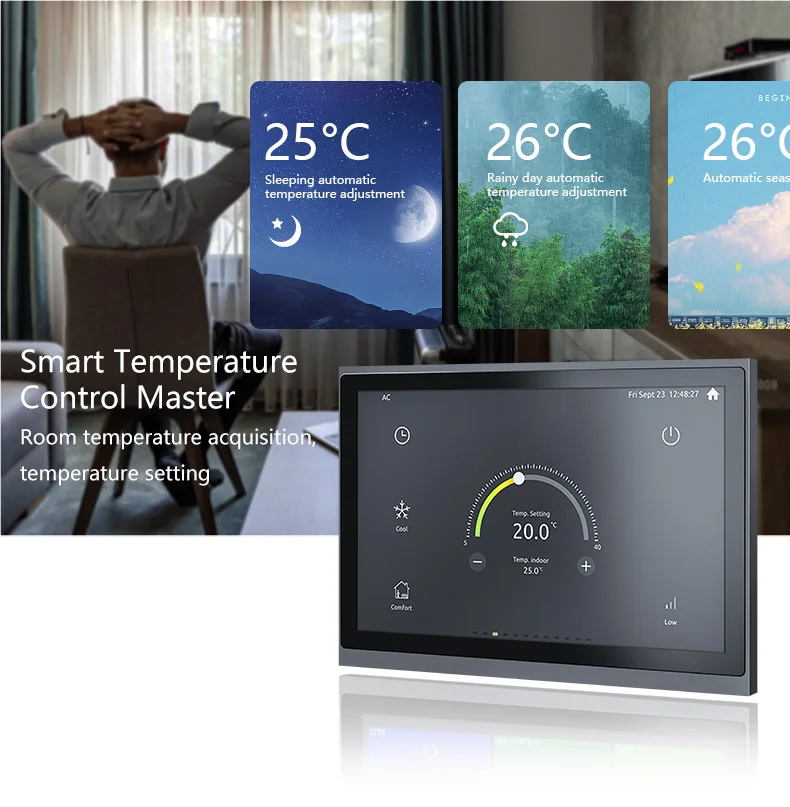 10.1 Inch Smart Hotel Touch Screen Temperature Control KNX Panel