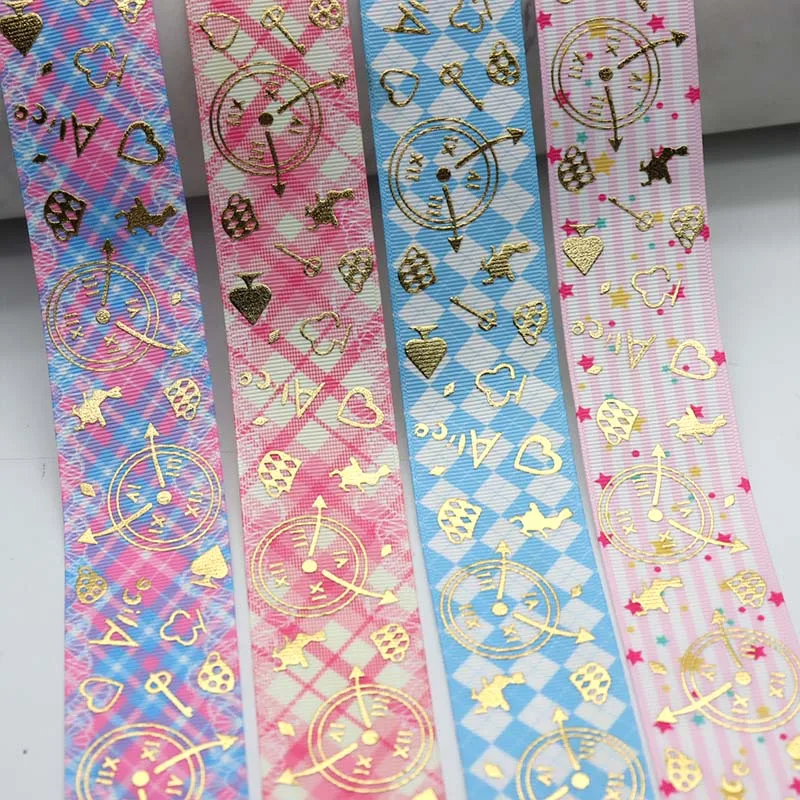 Custom Gold Foil Cartoon Characters Grosgrain Ribbon For Diy Handmade ...