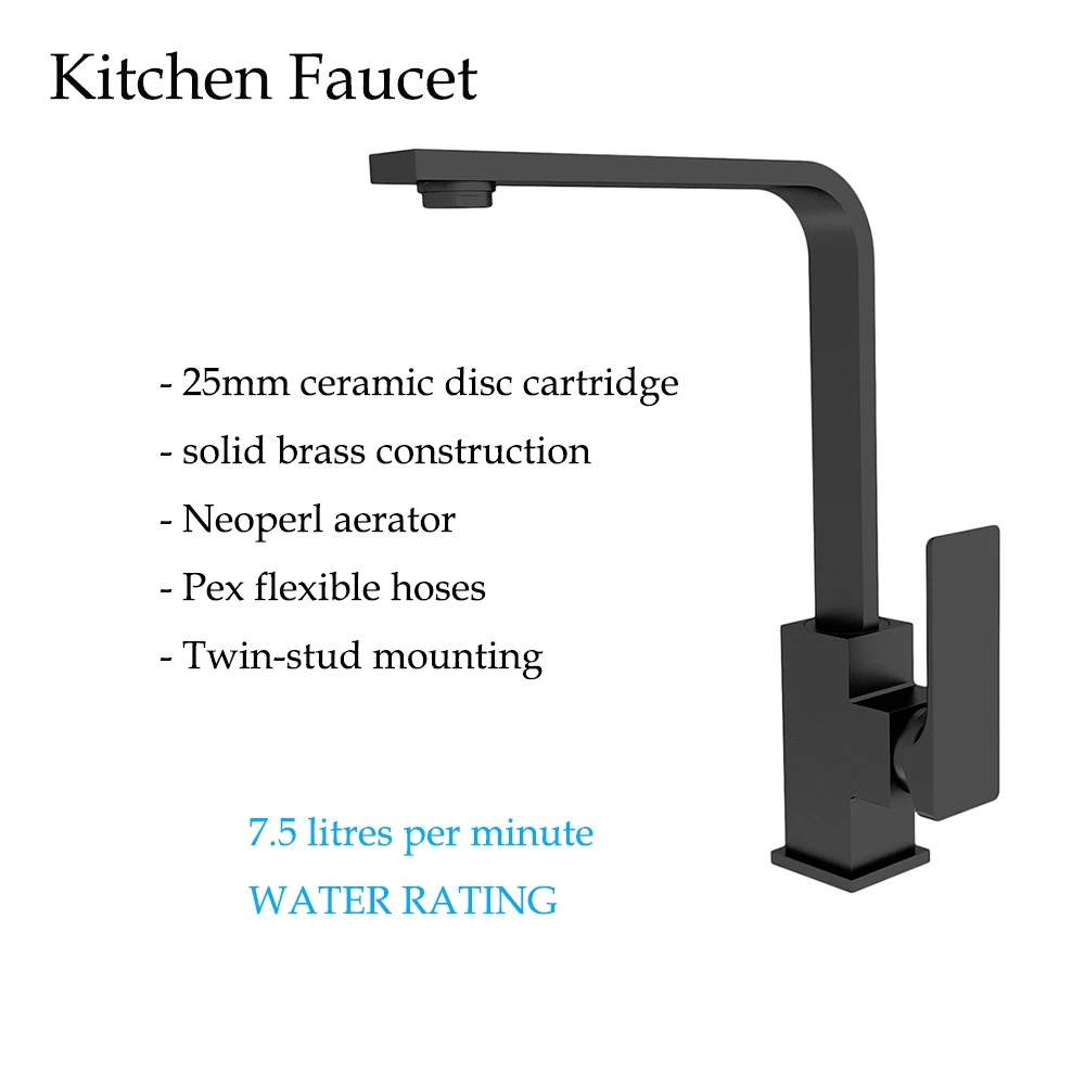 Modern Simple Pantry Water Tap Squared Fixed Kitchen Faucet Brass ...