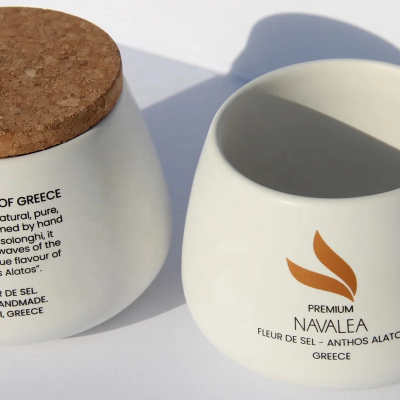 Customized Printed Stoneware Ceramic Jars Ceramic Spice Jar With Cork ...