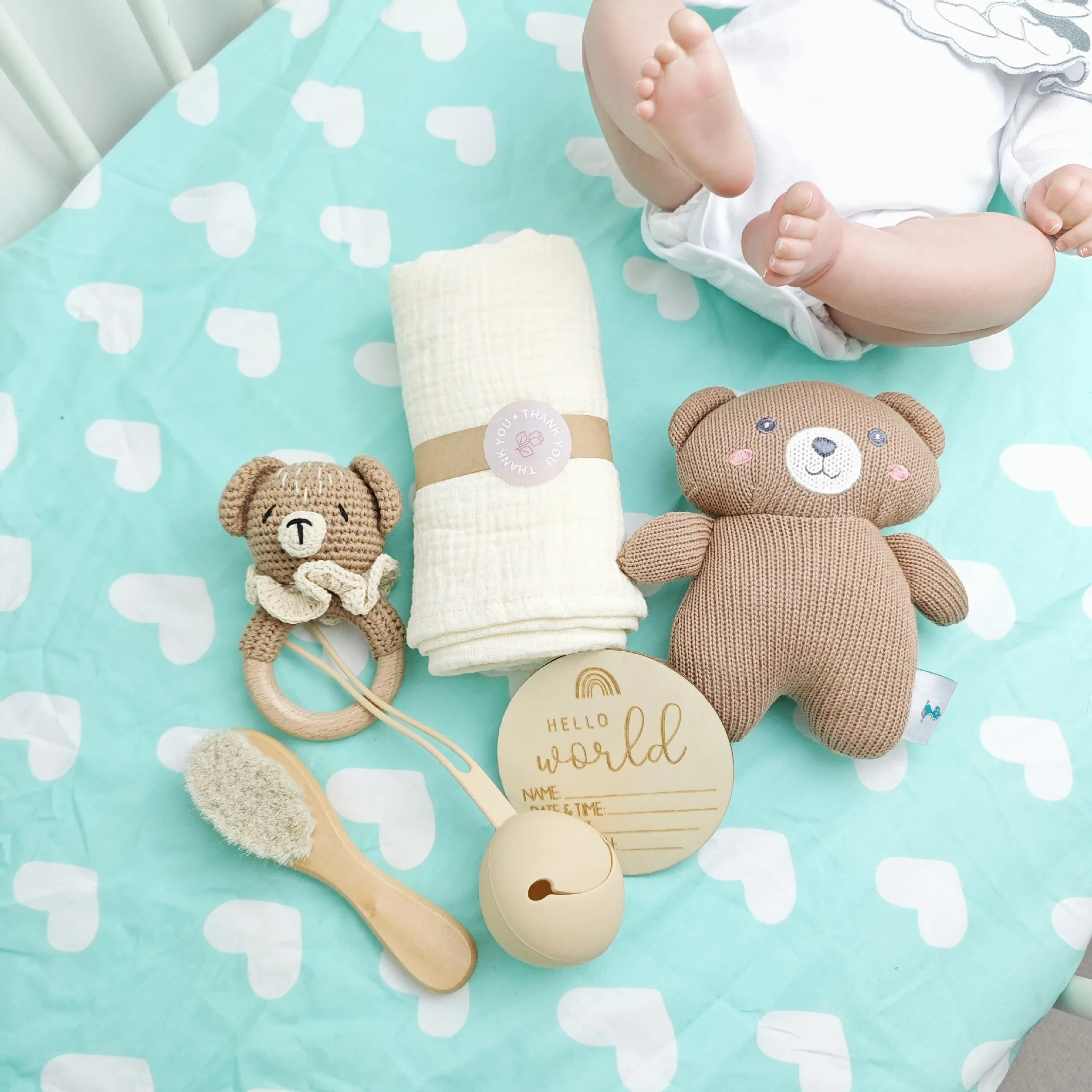6-Piece Newborn Gift Set, Baby Newborn Rattle Milestones Keepsake New ...