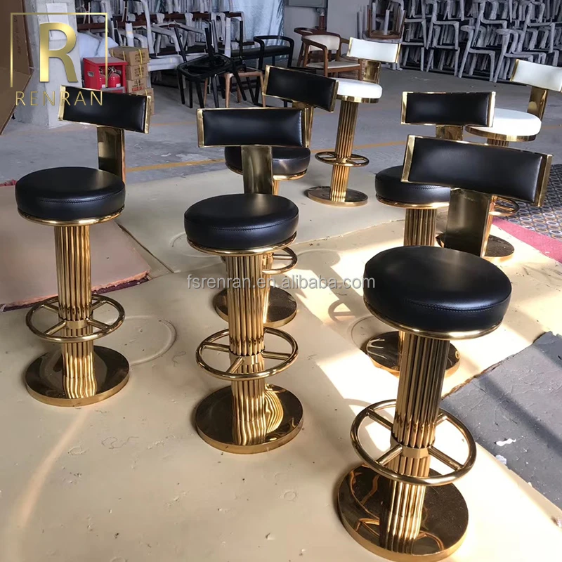 Popular Design Modern Luxury Stainless Steel Metal Gold Bar Chairs Bar ...