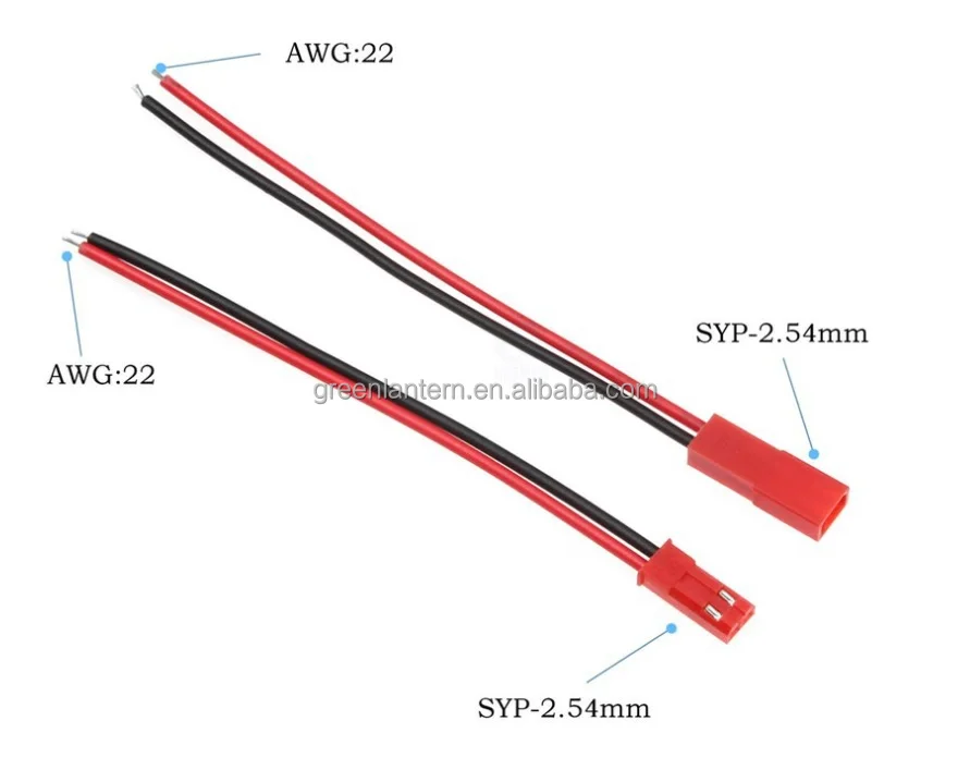 Jst/syp 2.54 Custom 10cm 15cm 20cm Male Female Electric Wire Cable 2.54mm 2p Plug Jst Rcy Syp ...