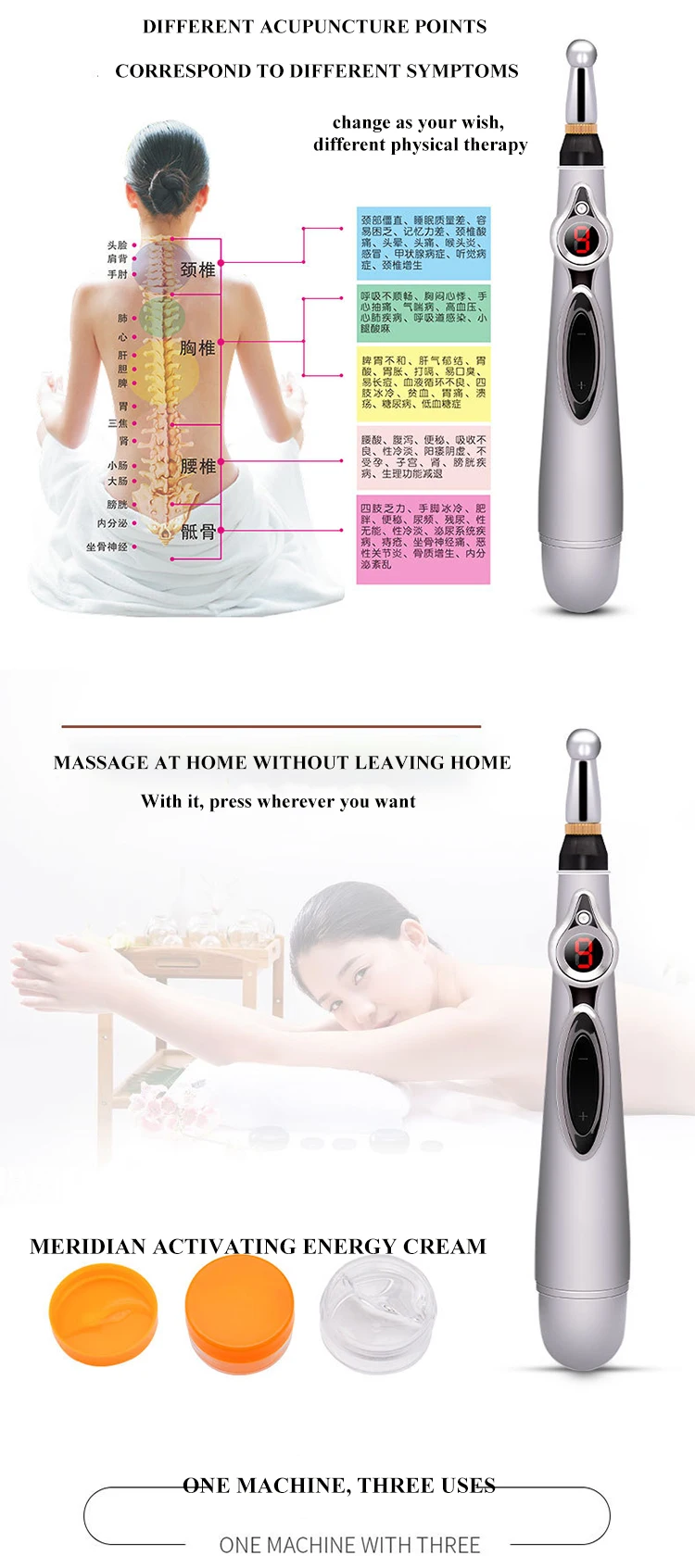 Meridians Laser Therapy Handheld Stimulator Acupressure Device Electric ...