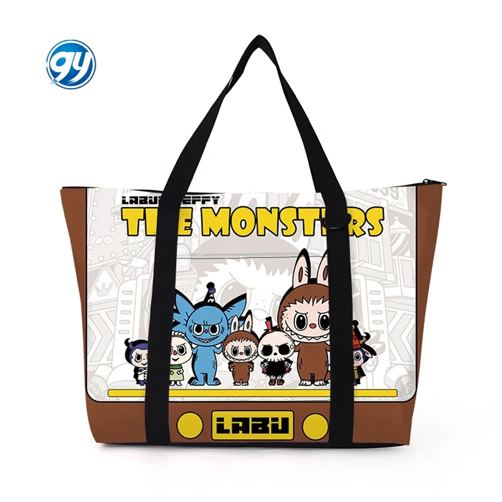Labubu jeffy Cartoon Cute Rab Print Tote Student Ins Style All-match ...