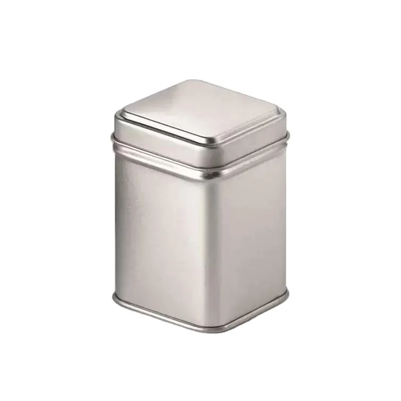 Small Mini Square Silver Plain Aluminum Tea Tin Box Coffee Powder Spice ...