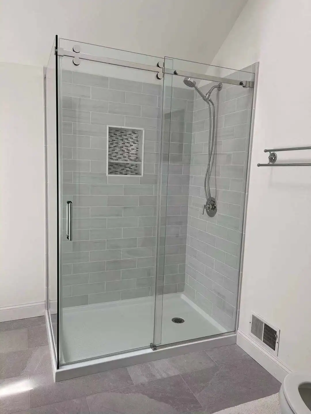 Stainless Steel CR L Deluxe 180 Degree Sliding Shower Door System
