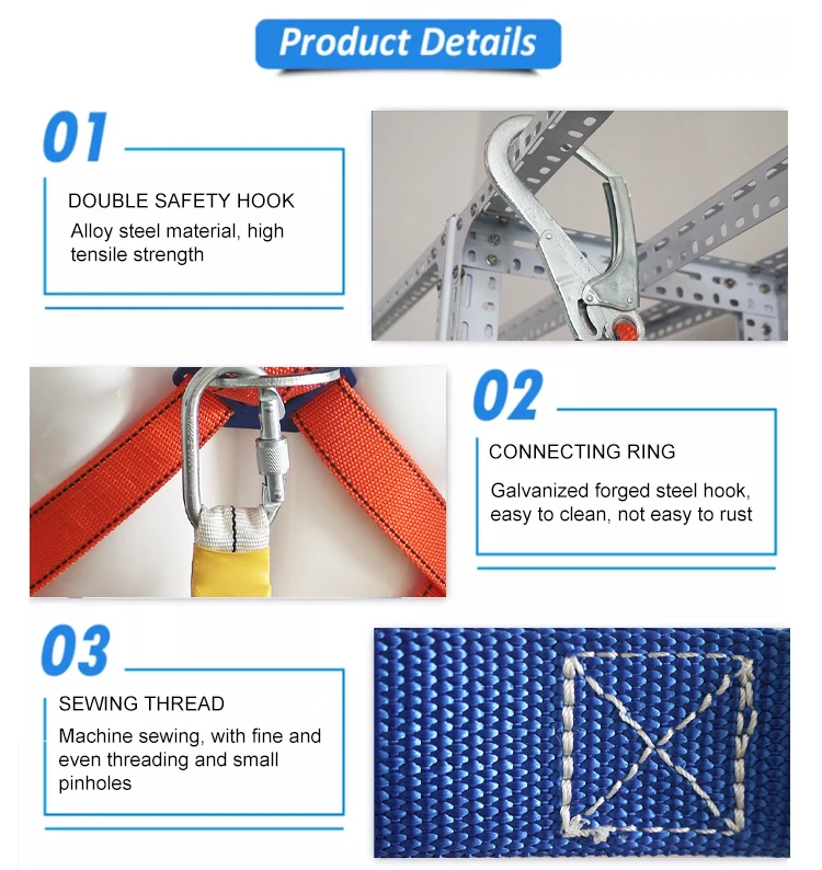 Safety Fall Protection Full Body 5 Point Harness Padded Back Support ...