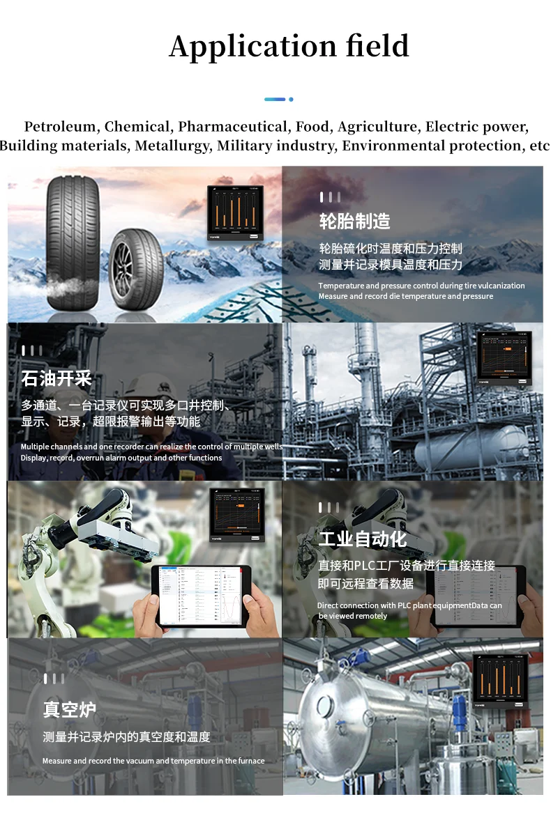 Multi Canal PT100 Temperature Data Logger - Industrial Analog Recorder