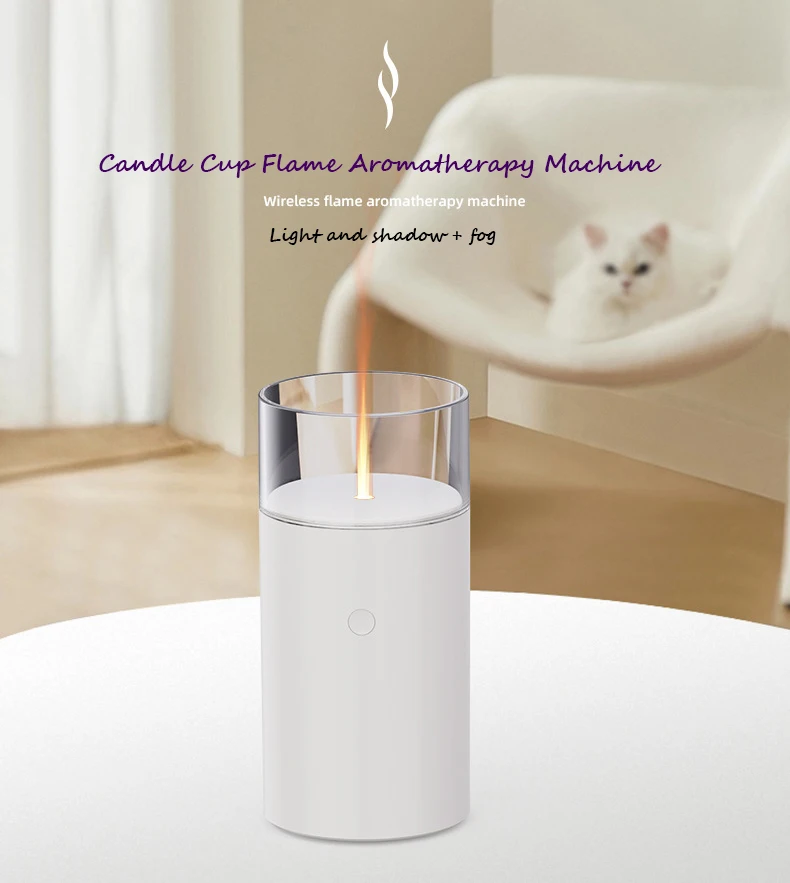 Smart Usb Ultrasonic Candlelight Humidifier Desktop Led Light Fragrance ...