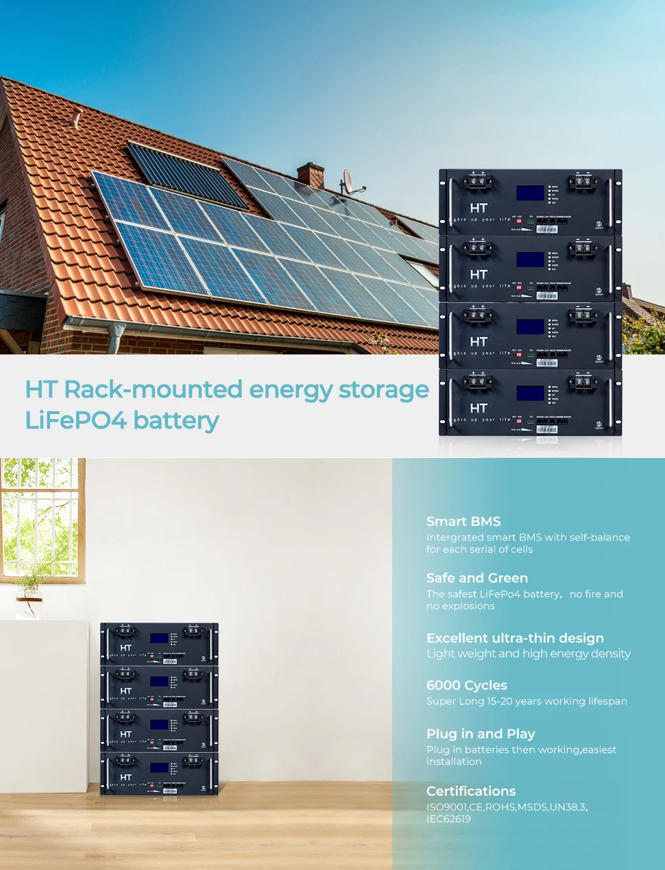 Best Off-Grid 10KW 15KW Solar Power Backup 48V 51.2V 200AH Rack-mounted ...