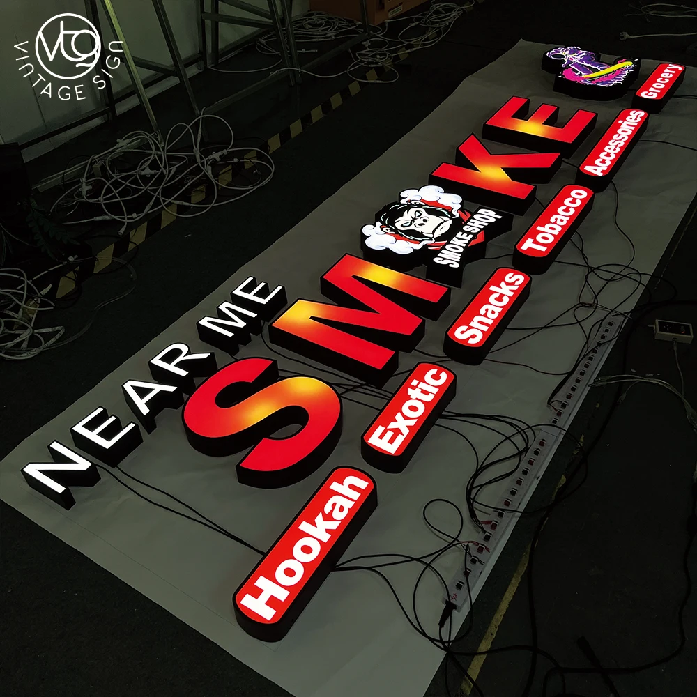Alibaba.com: Y Smoke Shop custom acrylic frontlit letters, programmable ...