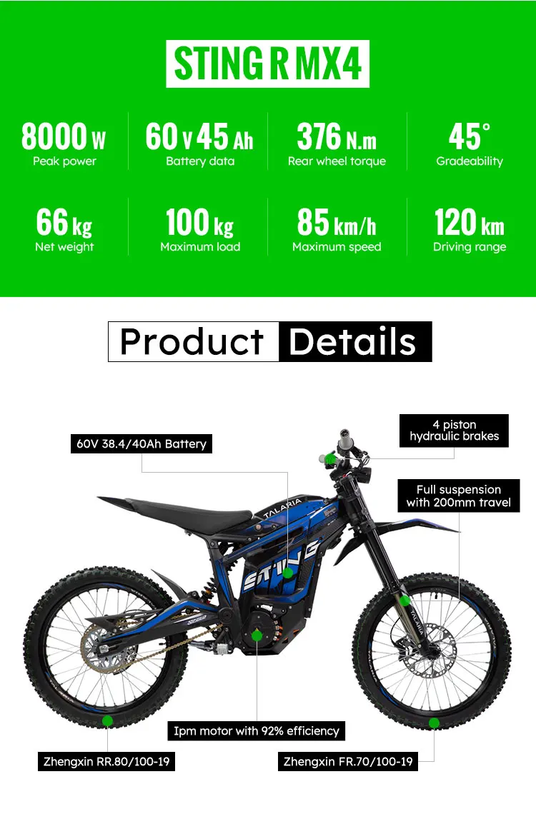 8000w Talaria Sting R MX4 45ah Battery 60v Motor Talaria off Road ...