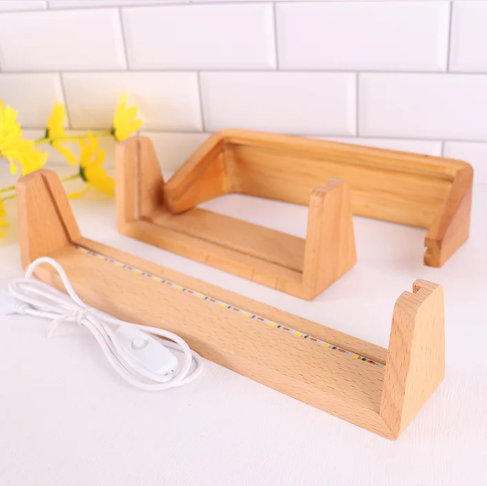 Wooden Led Display Base Lighted Base U Shaped Glass Art Led Lighted ...