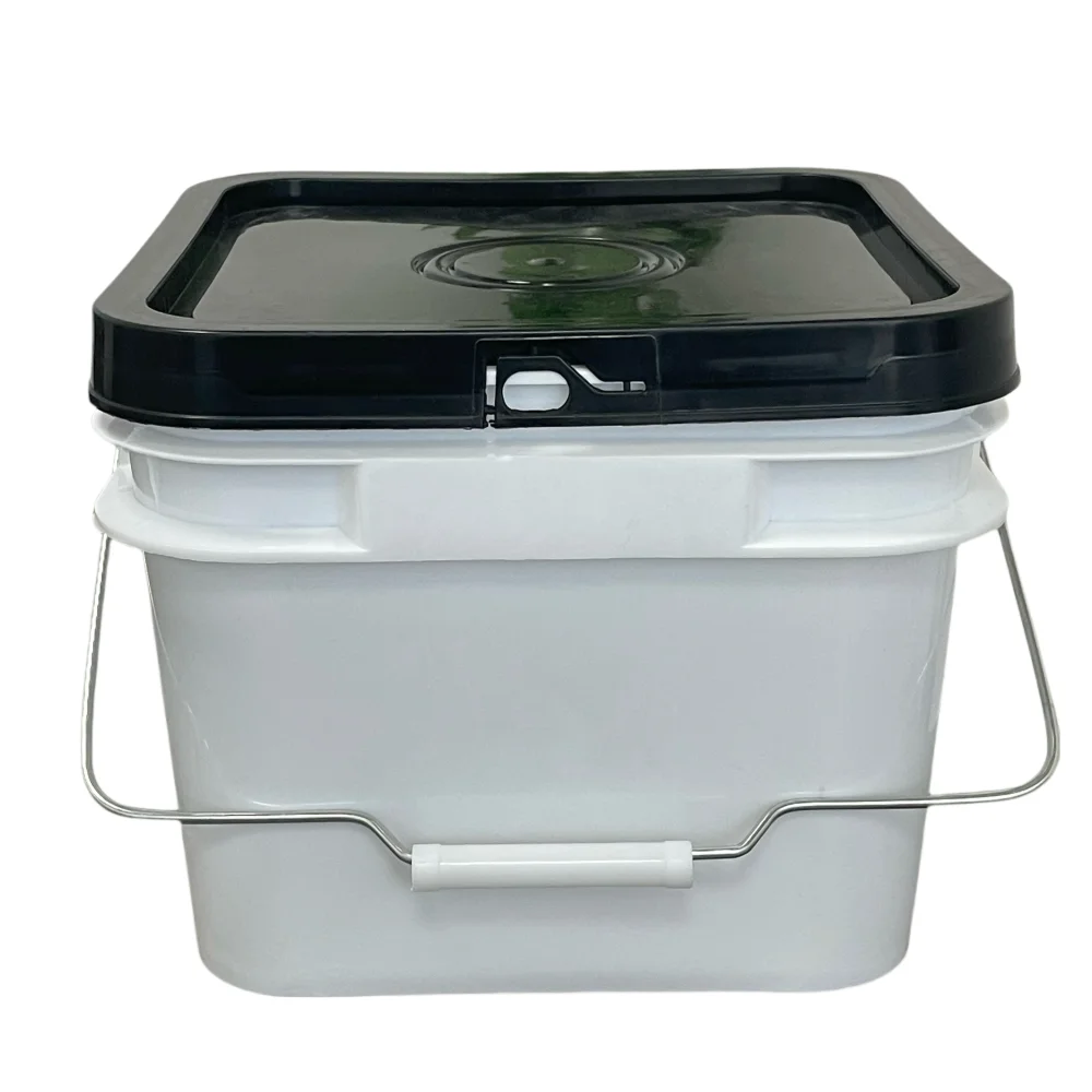 Clear White 5L PP Food Grade Plastic Buckets Square Tubs Custom Printed ...